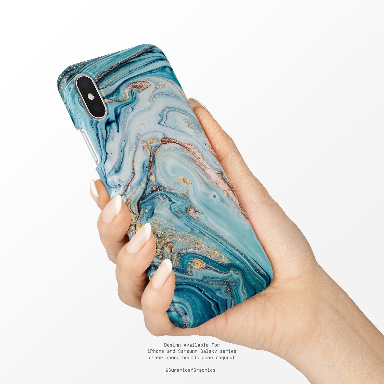 Teal Turquoise Gold Glitter Mint Blue Marble Print Phone Case | Etsy