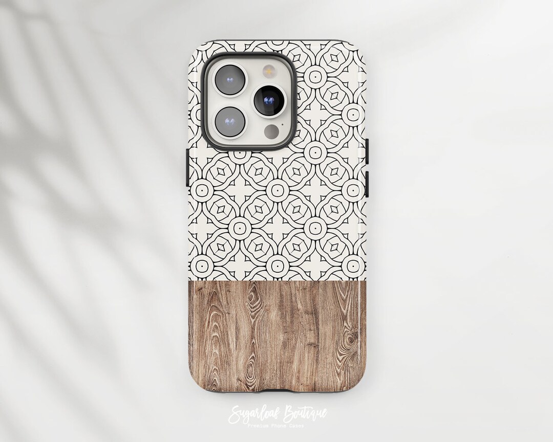 Phone Case: Beige Boho Tile Pattern - Slim Fit Protective Cover - Etsy