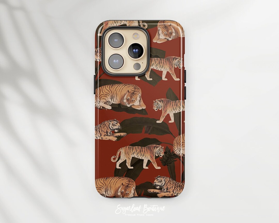 Orange Tiger Pattern Tropical Leaf Urban Chic Modern Girl Boss Posh ...