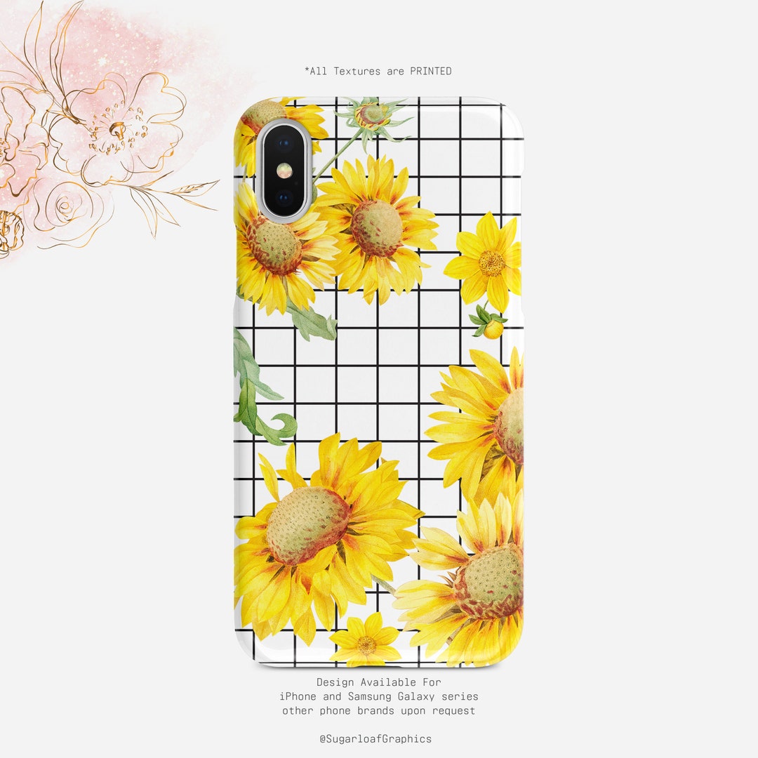 Sunflower Floral Phone Case, Yellow Plaid Wraparound (glossy or Matte ...