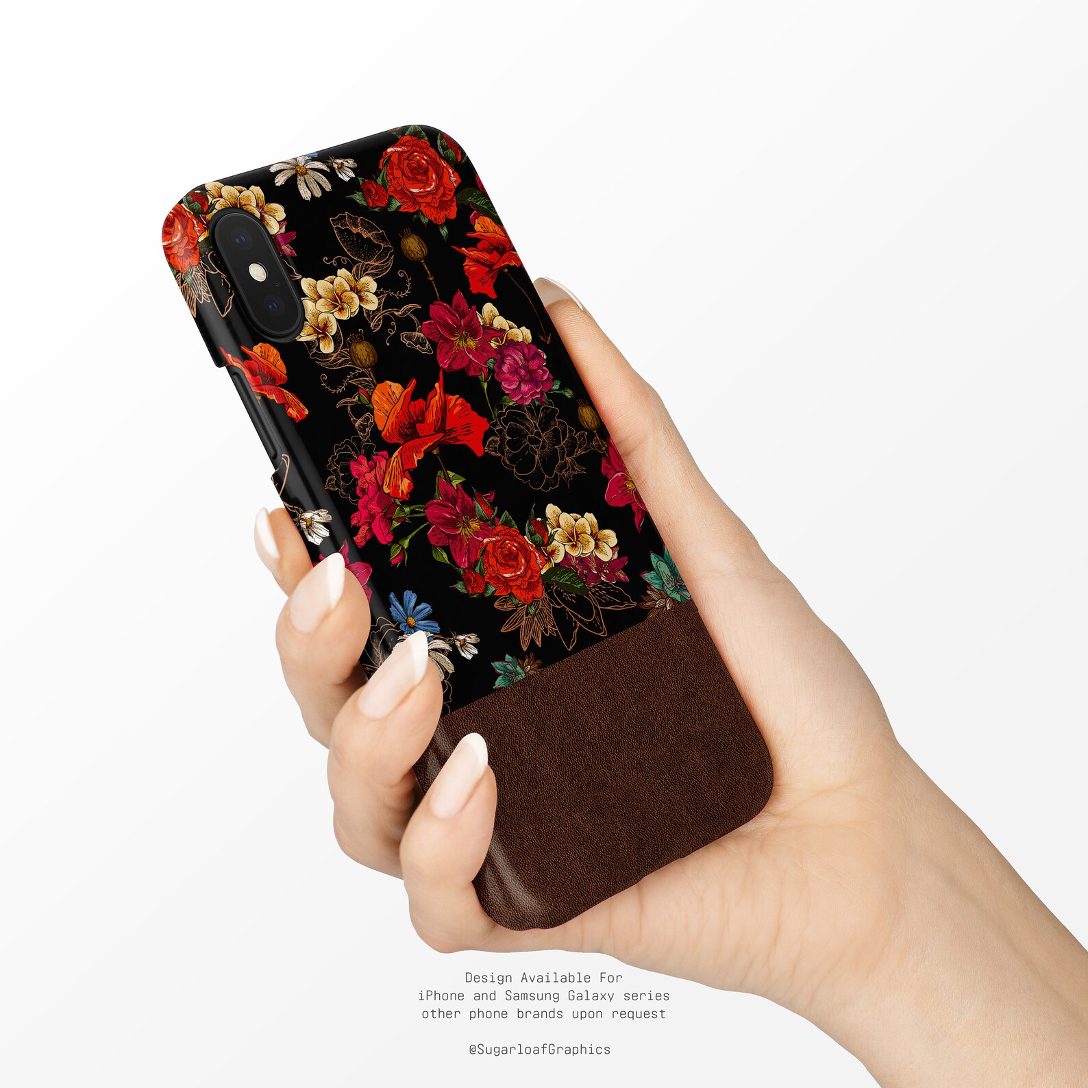 Flower Art Phone Case With Printed Leather Pattern Iphone Case - Etsy