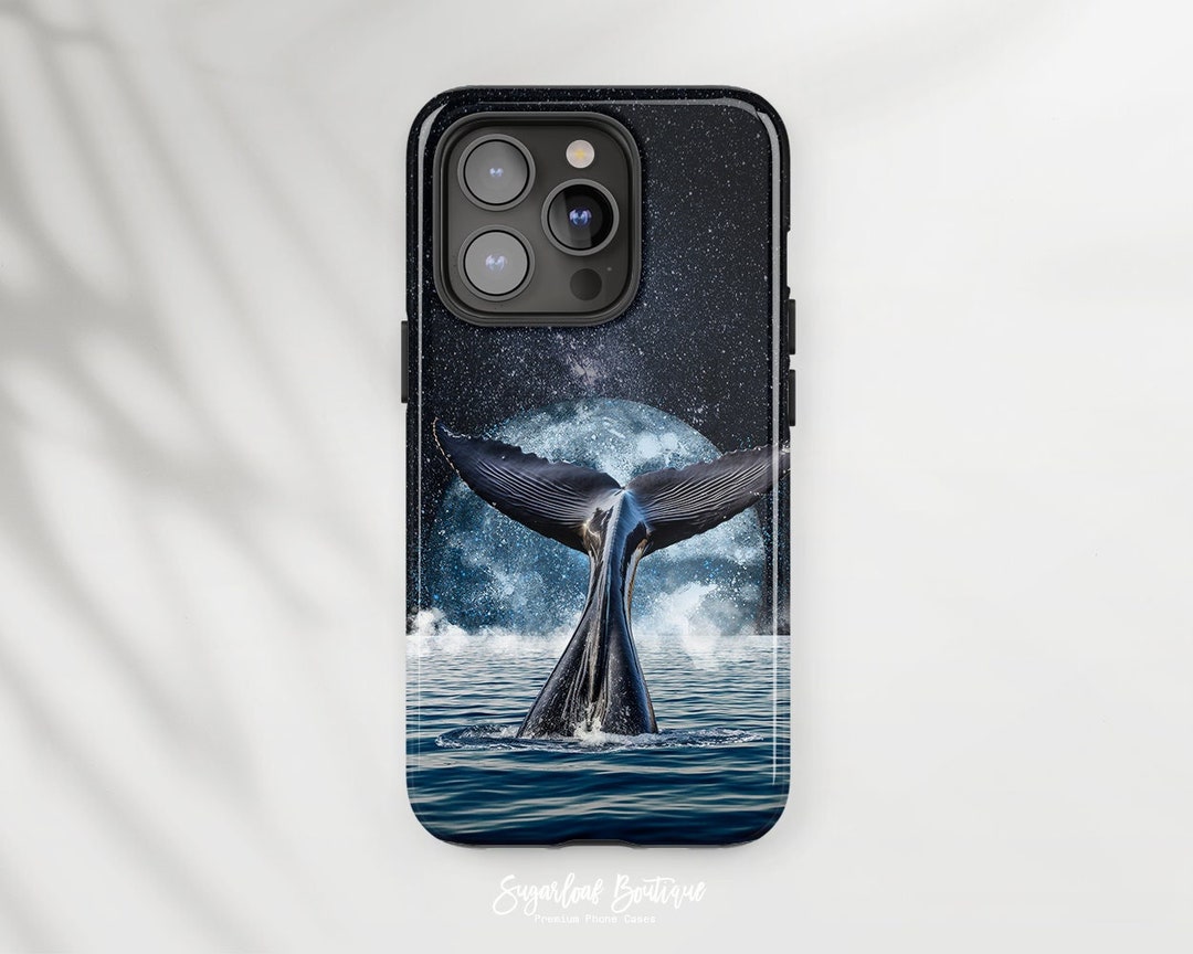 Orca Whale Tail Moonlight Phone Case, Starry Night Ocean Phone Cover ...