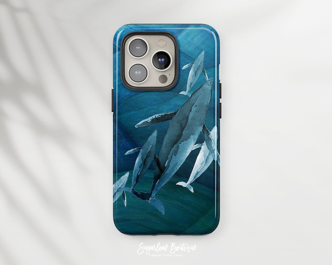 Blue Whale iPhone Case, Deep Sea Elegance Phone Cover, Majestic Marine ...