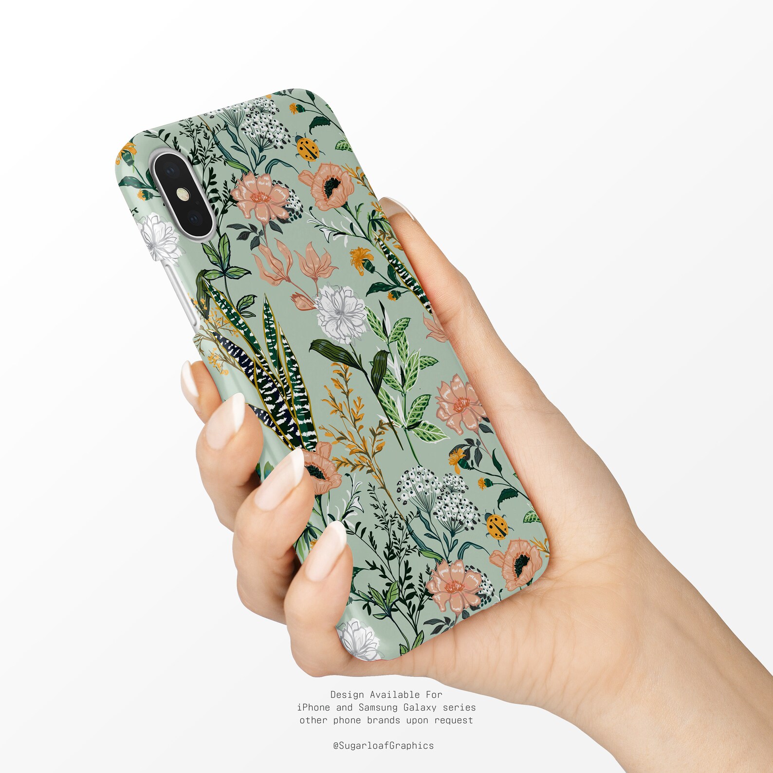 Coral Peach Pink Teal Mint Green Floral Pattern iPhone Case | Etsy