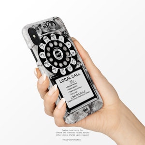 Retro Payphone Rotary Dial Phone Case Black White Marble iPhone Case ...