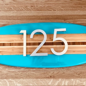 Address Number Sign Surfboard Coastal Beach House Gift Idea in Seaform ...