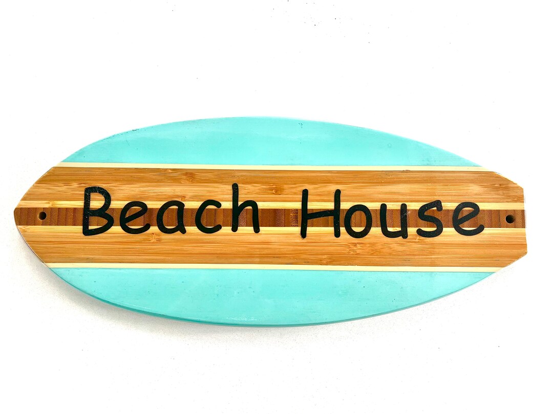 Small Surfboard Coastal Beach House Sign in Seafoam - Etsy