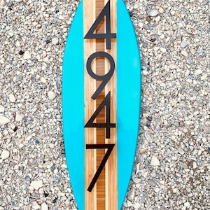 Address Number Sign Surfboard Coastal Beach House Gift Idea in Seaform ...