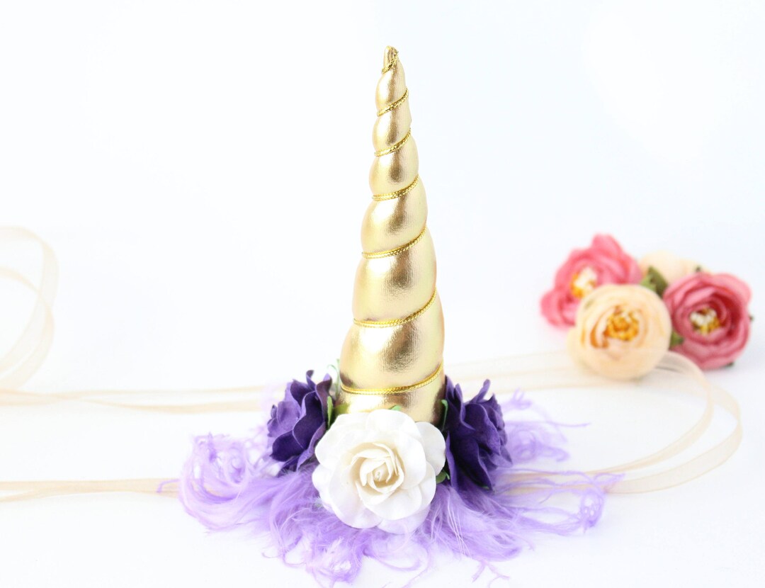 Unicorn Headband for Birthdays Gold Purple White Unicorn Headband ...