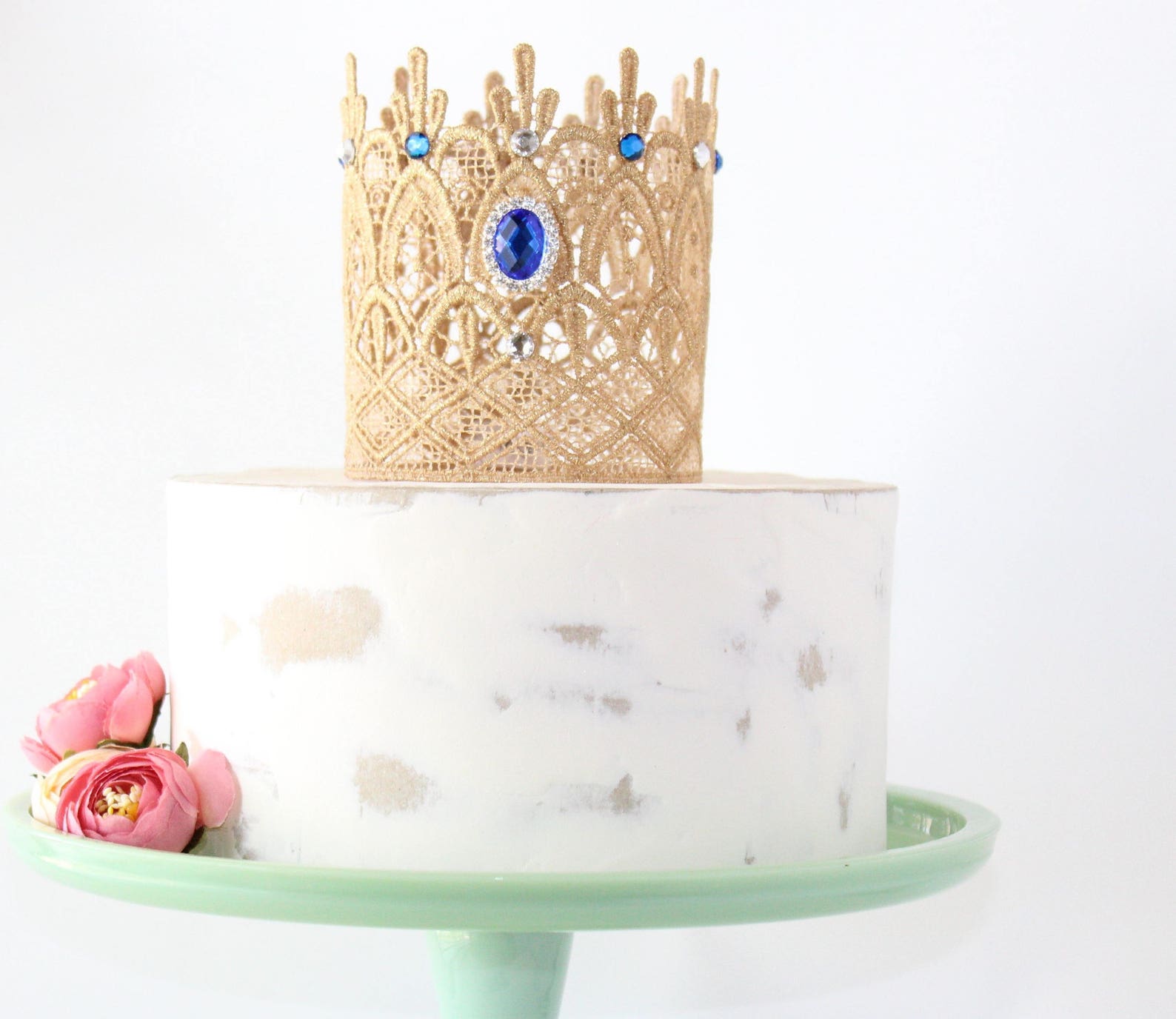 Gold Blue Cake Topper Prince Lace Crown Emma Cake Topper - Etsy