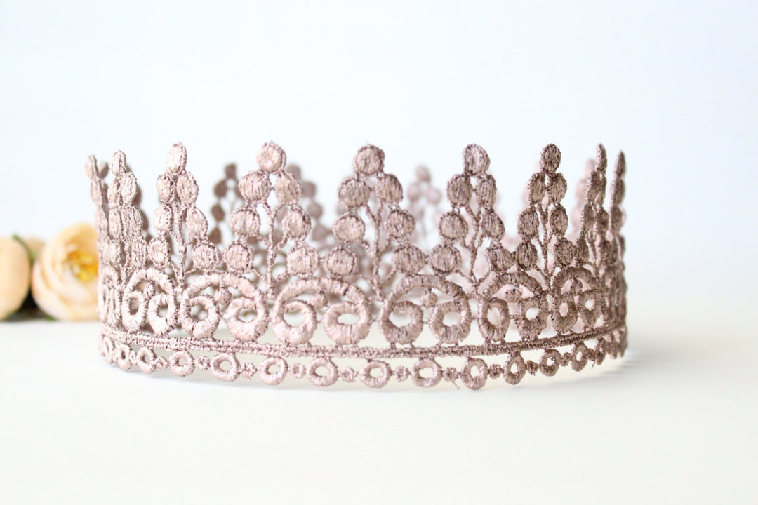 Rose Gold Lace Crown Pink Kane Lace Crown Princess Headband Prince King ...