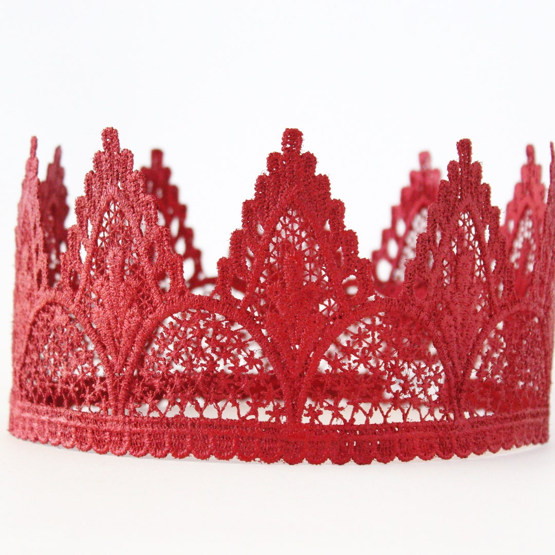 Red Birthday Lace Crown Adeline Lace Crown Adult Toddler First Hen ...