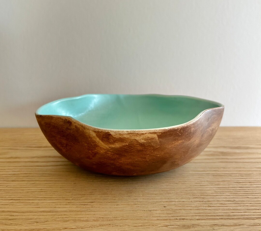Synar 1950s Pottery Bowl Light Turquoise Matte Interior - Etsy