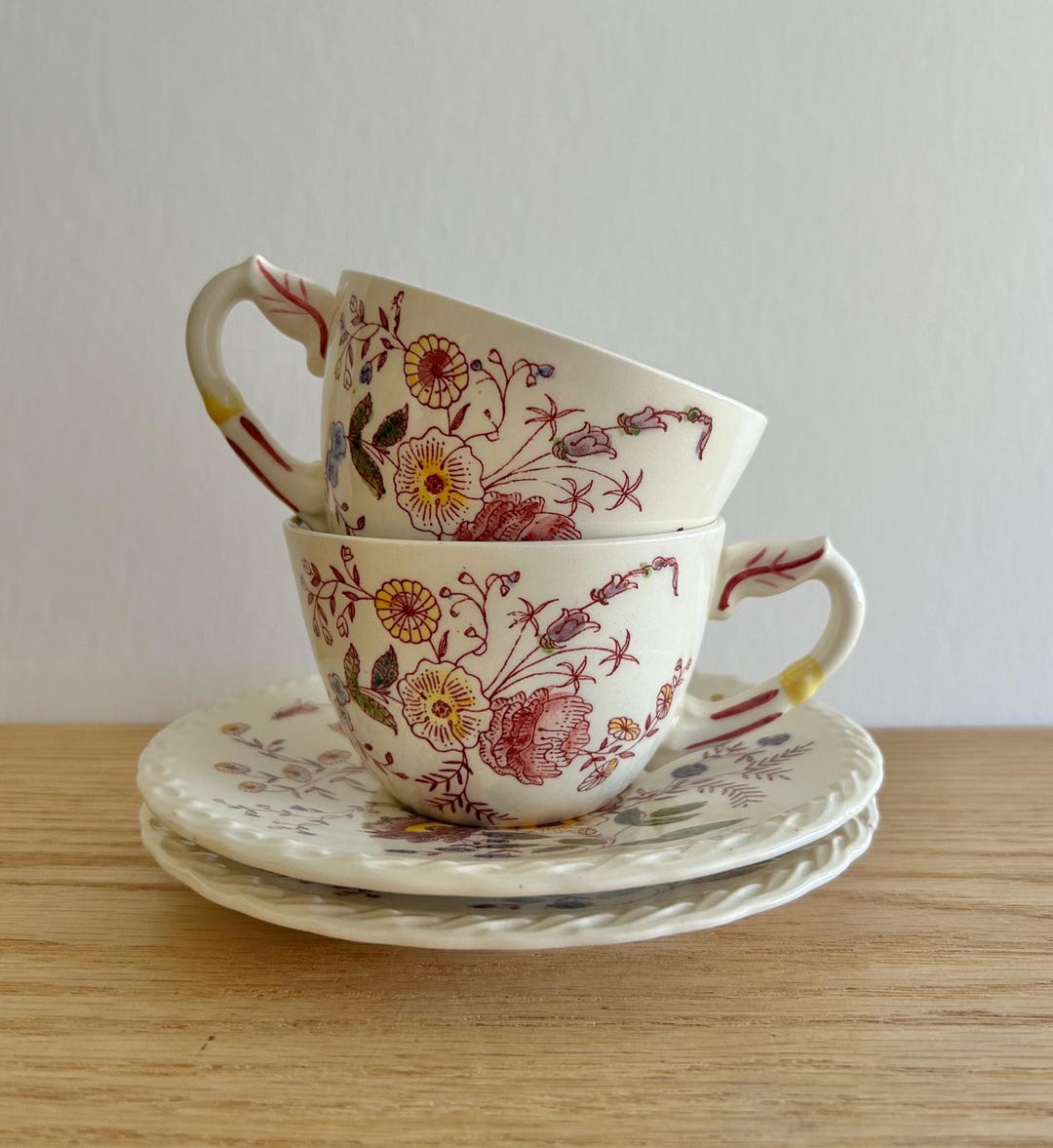1942 Vernon Kilns Chintz Cups & Saucers Set of 2 Charming Floral - Etsy
