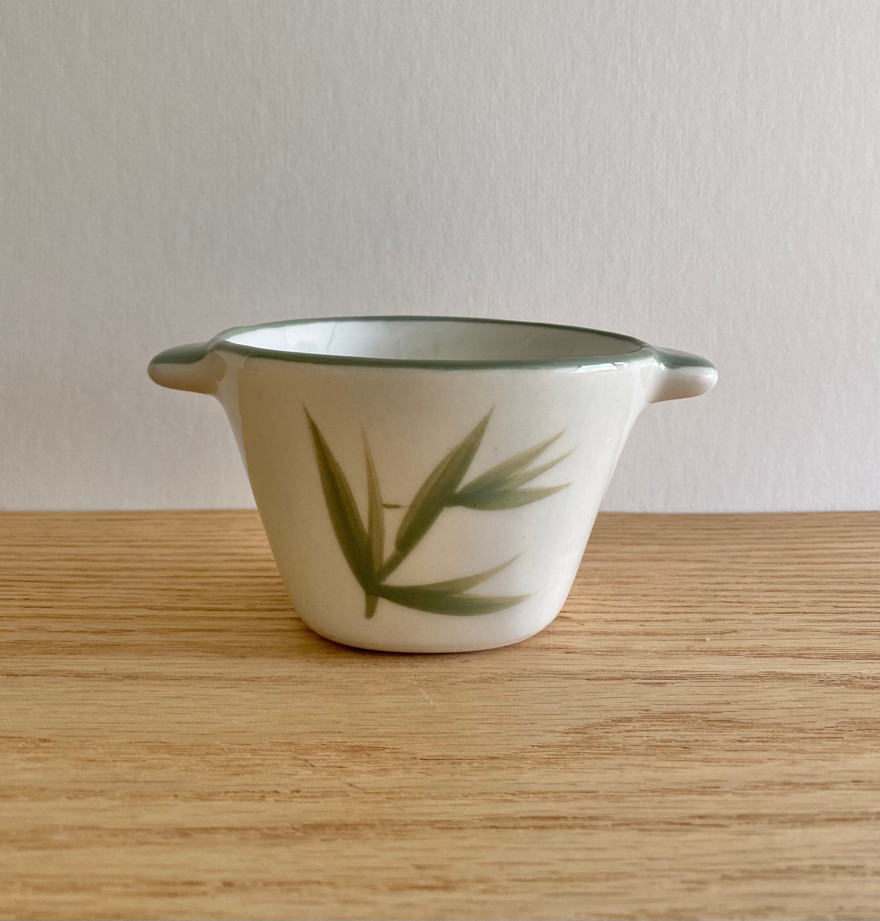 Bamboo Pattern White With Green Design Tab Handle Soup Bowl Winfield ...
