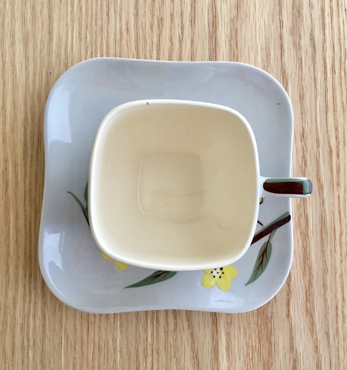 Weil Ware 1940s California Pottery Blossom Grey Pattern Flat Cup and ...