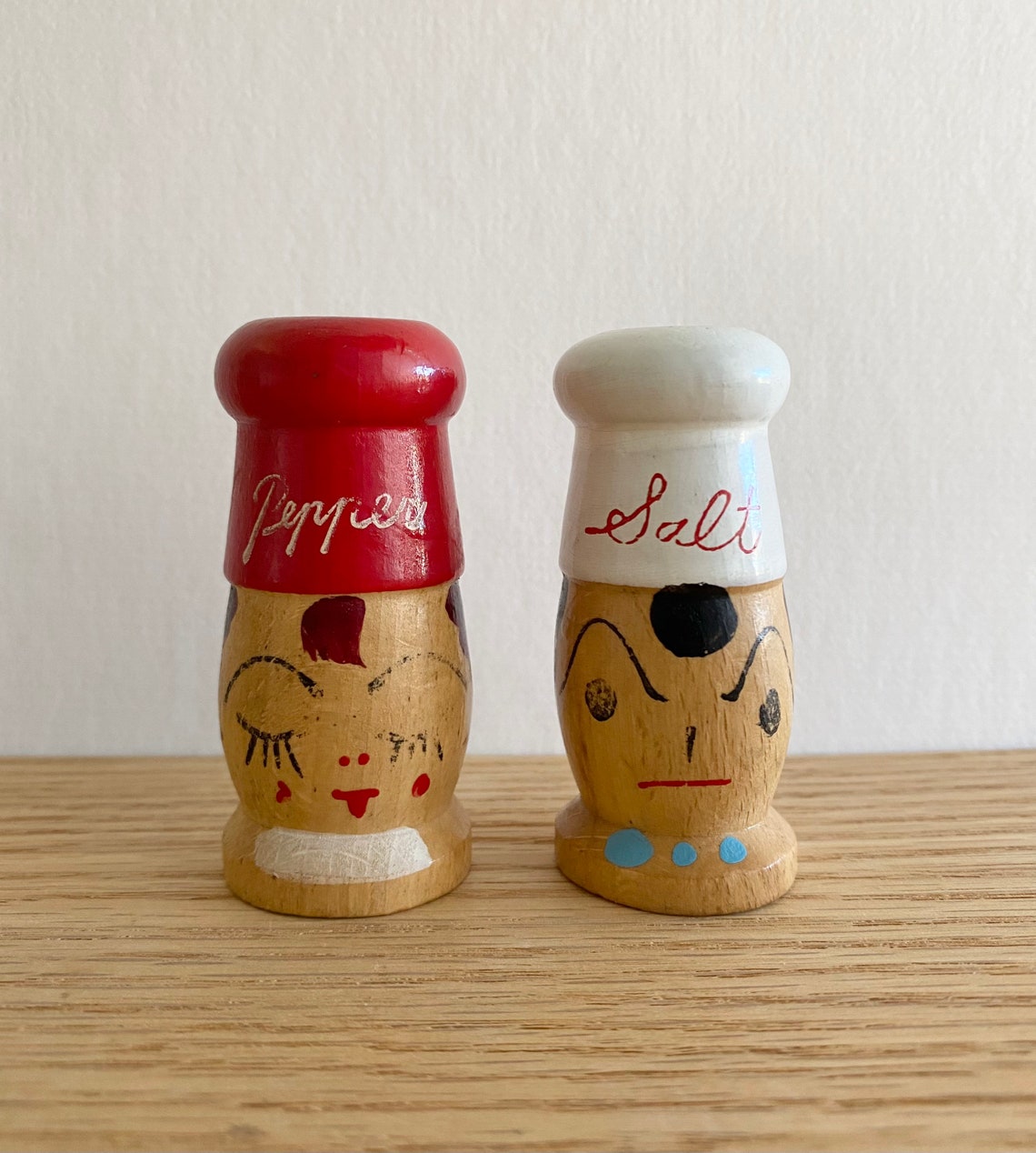 Vintage Salt and Pepper Shakers in Red and White Chef Hats - Etsy