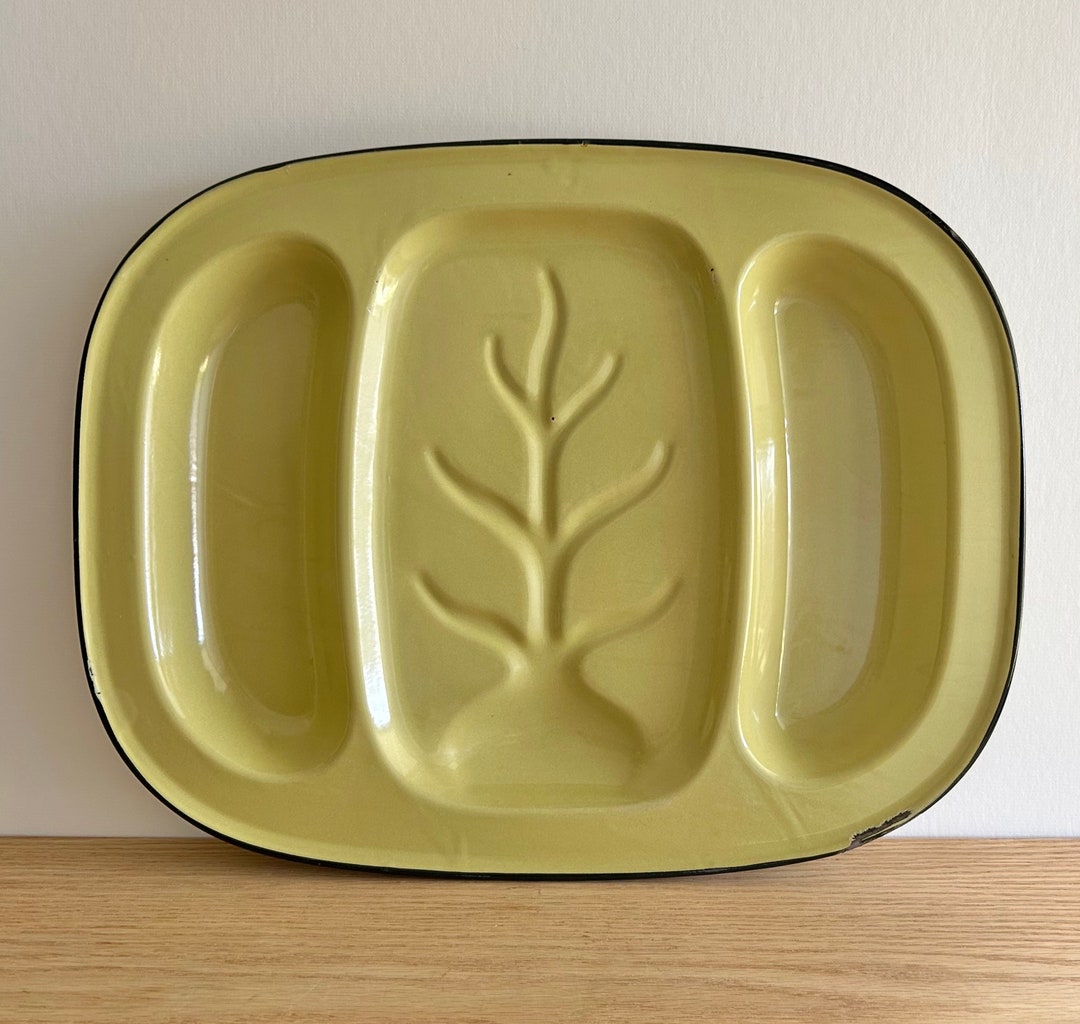 Enamel Roasting Pan Vintage Greenish Yellow - Etsy