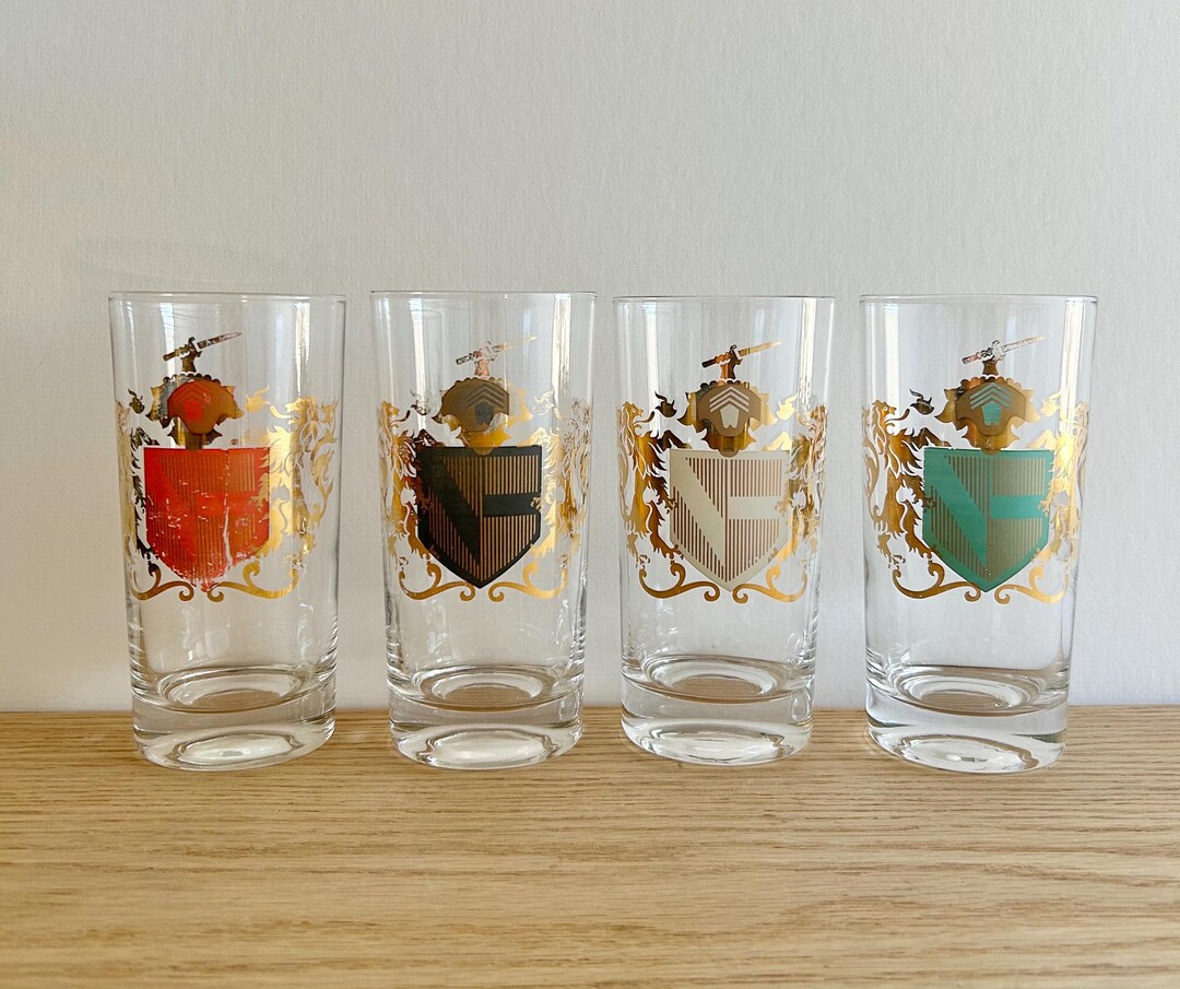 Federal Glass Camelot Coat of Arms Highball Glasses Set of 4 - Etsy