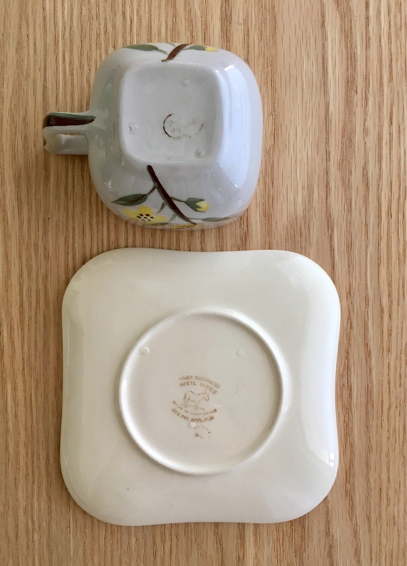 Weil Ware 1940s California Pottery Blossom Grey Pattern Flat Cup and ...