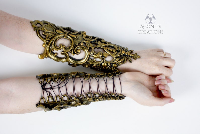 Gold Filigree Latex Bracers Metallic Rubber Gothic Steampunk - Etsy UK