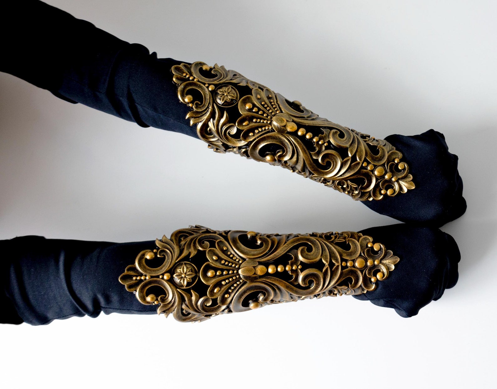 Gold or Silver Latex Bracers Armor Bracelet Cuffs With Gothic Filigree ...
