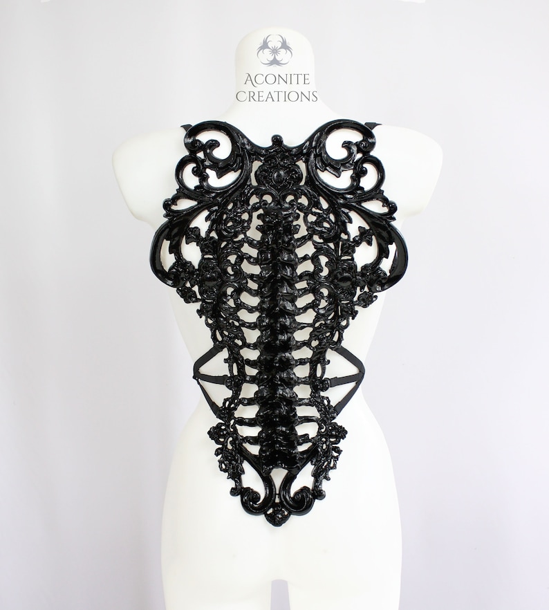 Black Spine Latex Rubber Filigree Back Piece Armour Harness - Etsy