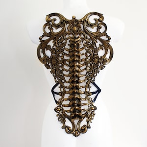 Gold Spine Metallic Latex Rubber Filigree Back Piece Armour Harness ...