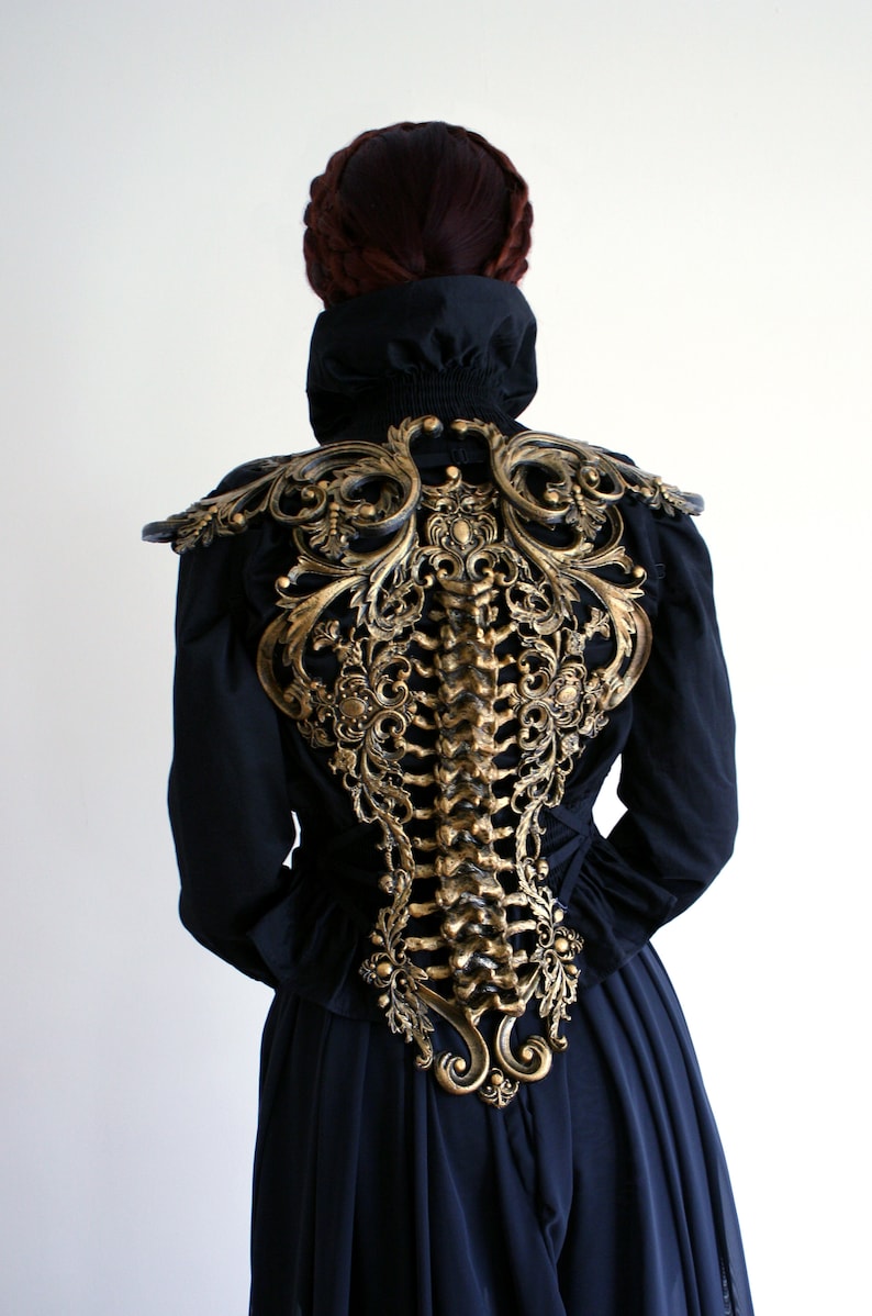 Gold Spine Metallic Latex Rubber Filigree Back Piece Armour Harness ...