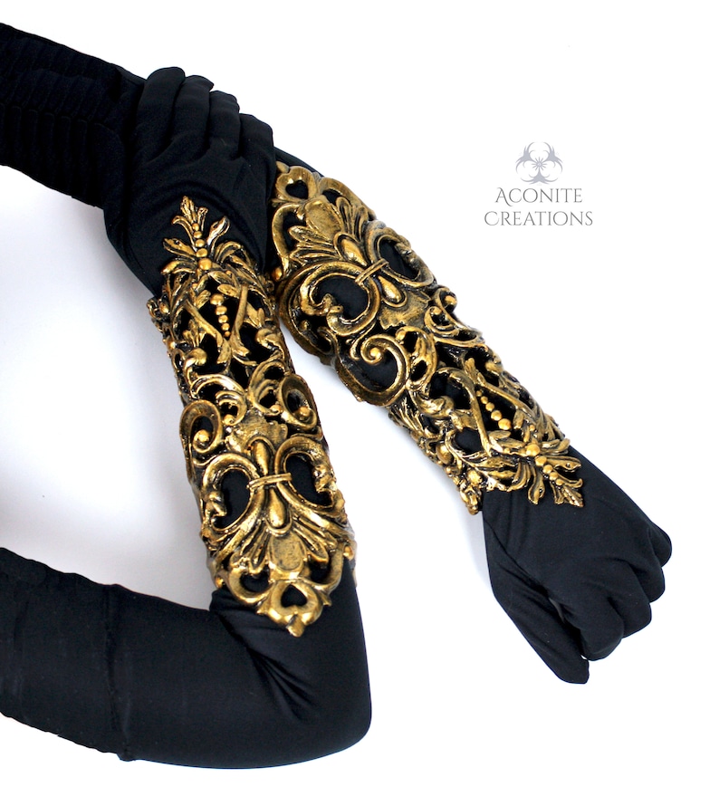 Gold Filigree Latex Bracers Metallic Rubber Gothic Steampunk - Etsy UK