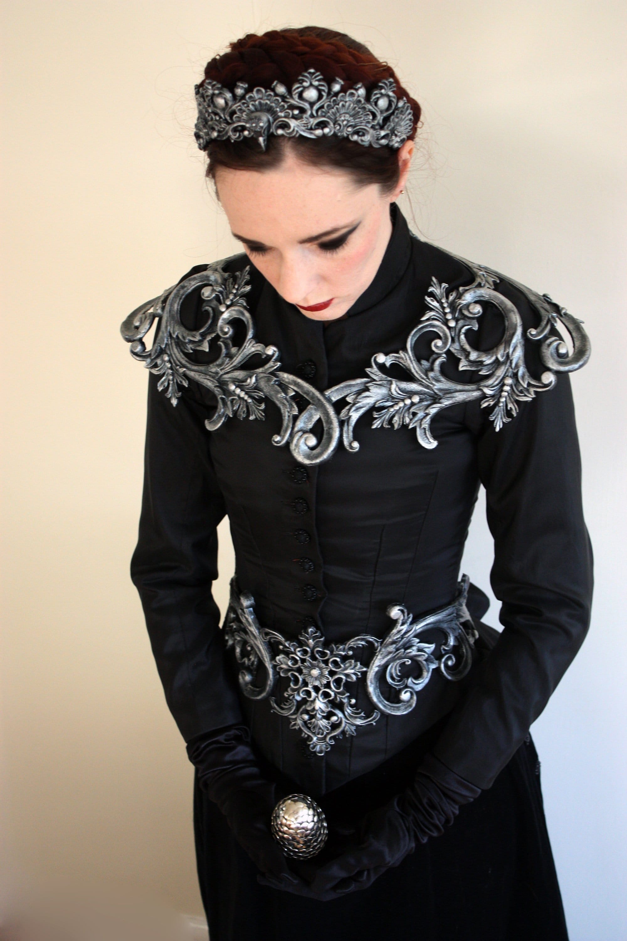Silver Filigree Metallic Rubber Latex Ornate Collar Shoulder Armour ...