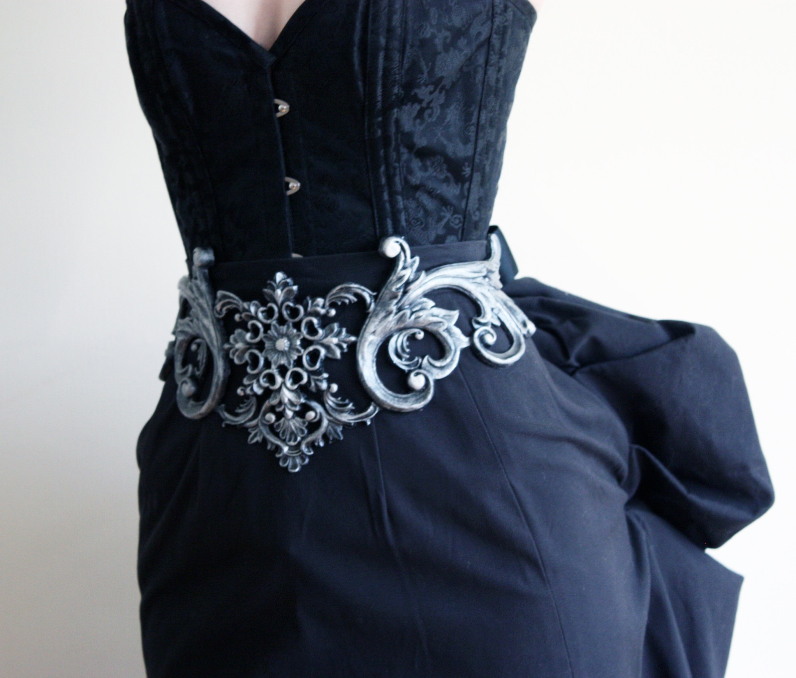 Silver Filigree Metallic Rubber Belt Steampunk Gothic Fairy - Etsy