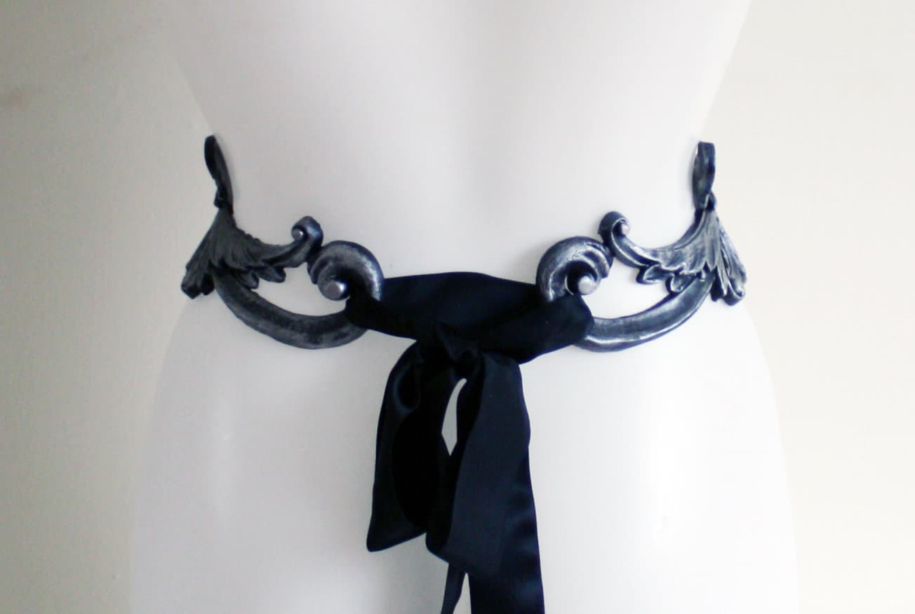 Silver Filigree Metallic Rubber Belt Steampunk Gothic Fairy - Etsy