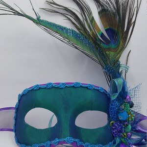 Peacock Masquerade Mask.wearable!! Soft Inside, Fun, Wedding Party ...