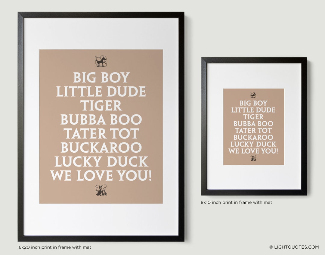 Fun Boy Nicknames With a We-love-you Rhyme for Wall Art in Boy’s Room ...