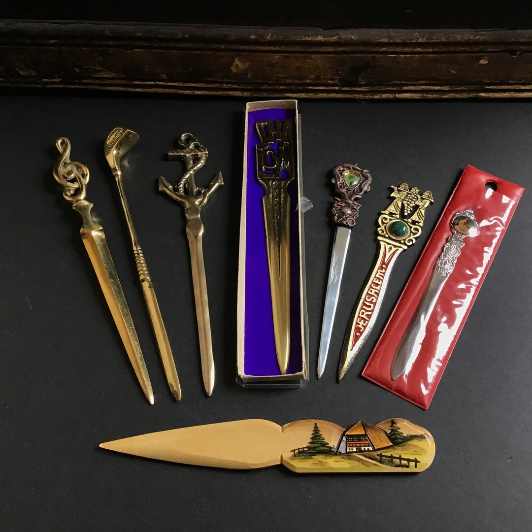 Letter Opener Paper Opener Set of 8 A Vintage Collection Brass Bronze ...