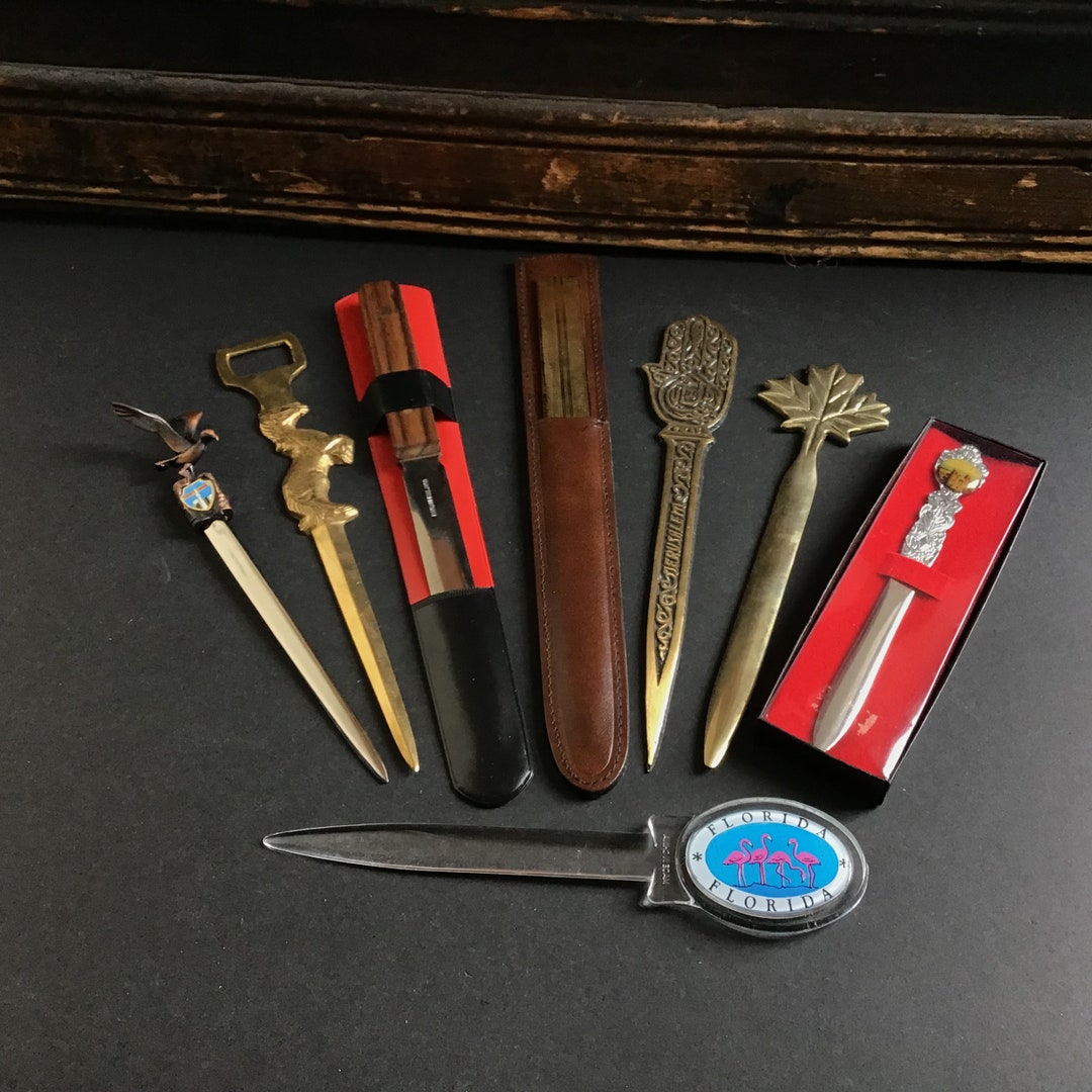 Letter Opener Paper Opener Set of 8 B Vintage Collection Brass Bronze ...