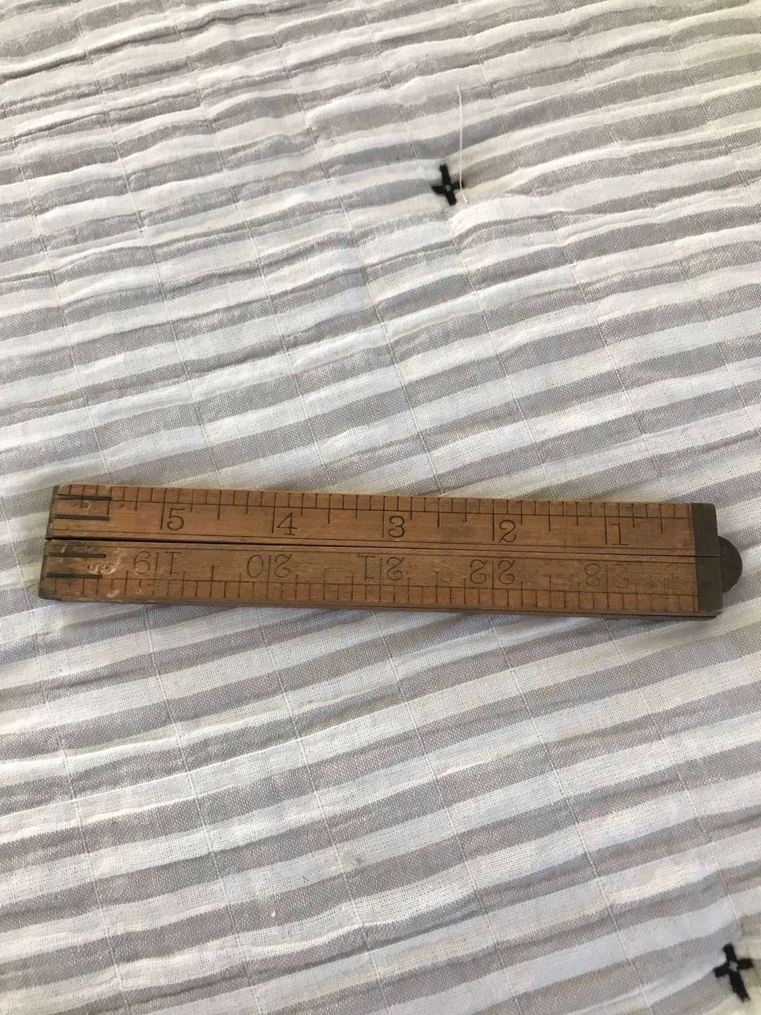 Vintage Boxwood and Brass Folding Ruler - Etsy