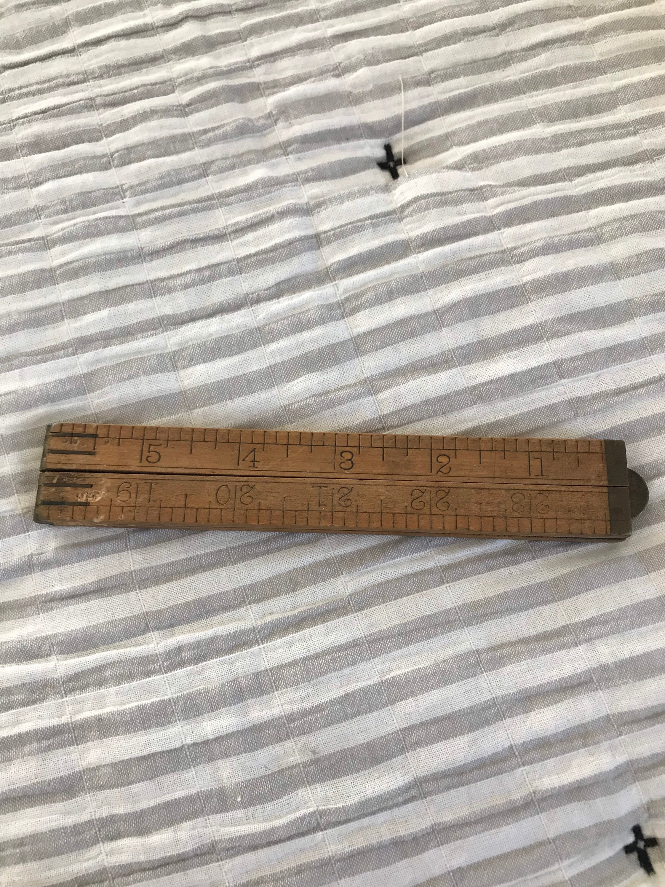 Vintage Boxwood and Brass Folding Ruler - Etsy