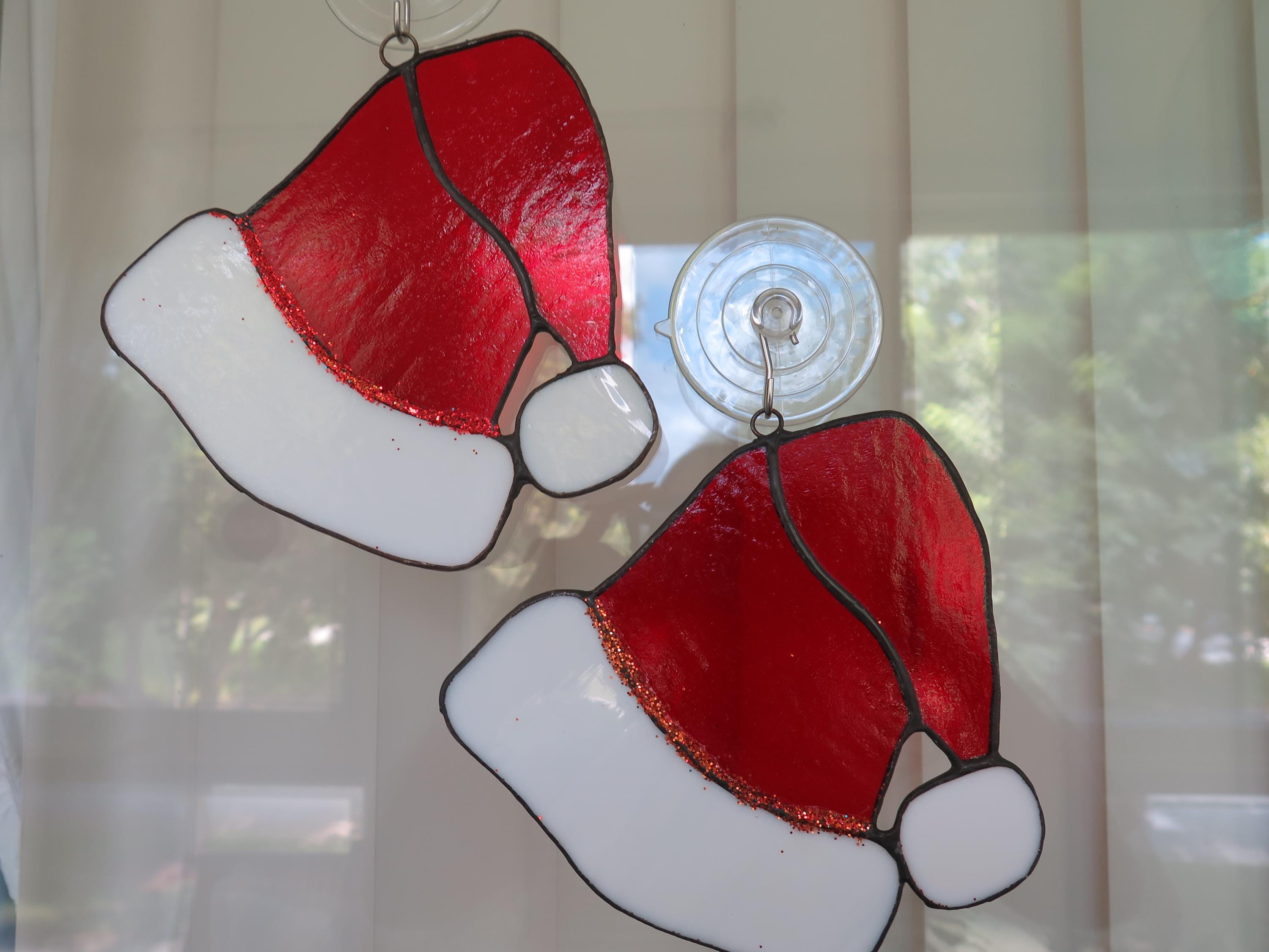 Handmade Santa's Hat Stained Glass Ornament. Christmas Ornament ...