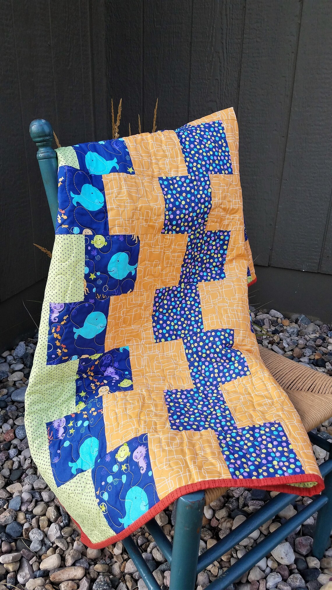 Baby Boy Fish Quilt Boy Fish Bedding Boy Fish Nursery Blue, Orange ...