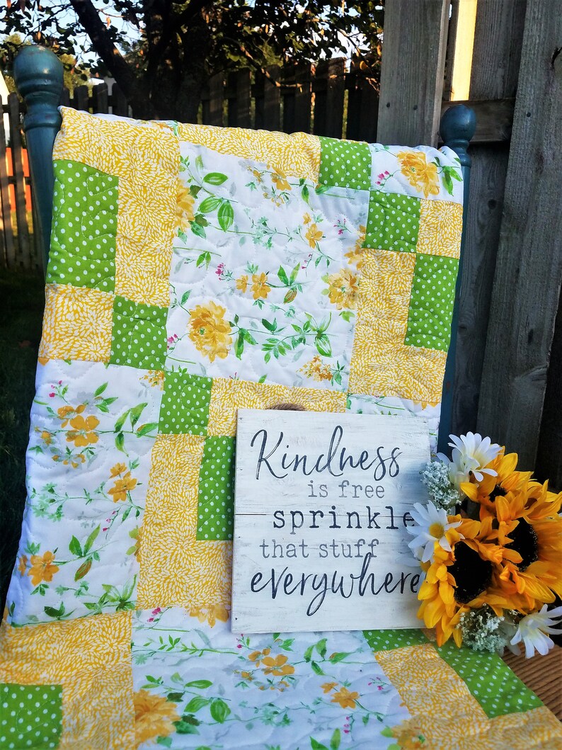 Green and Yellow Quilt Baby Quilt Shabby Chic Quilt Shabby Chic Nursery ...