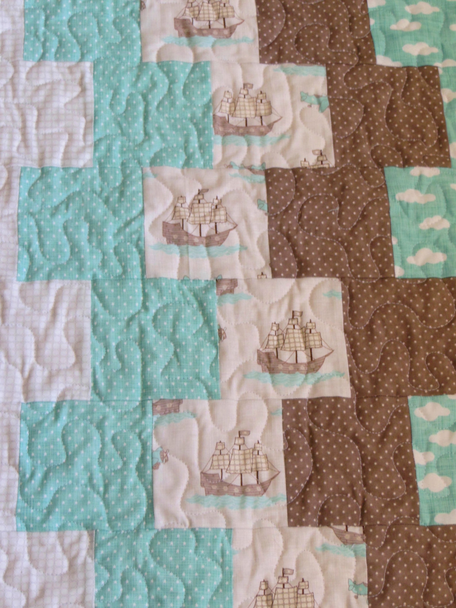 Nautical Baby Quilt | Boats | Polka Dots | Nautical Nursery | Nautical ...