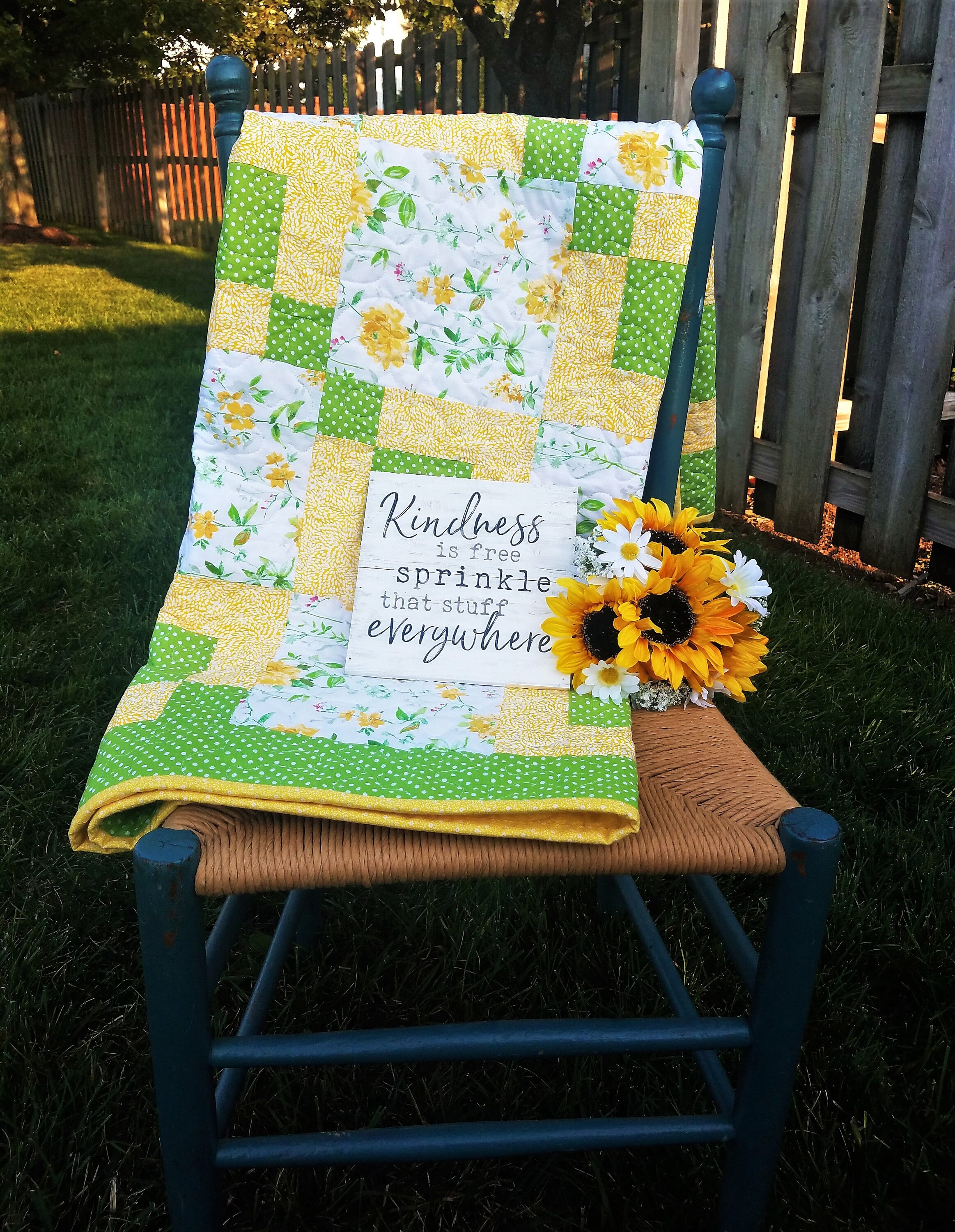 Green and Yellow Quilt Baby Quilt Shabby Chic Quilt Shabby Chic Nursery ...