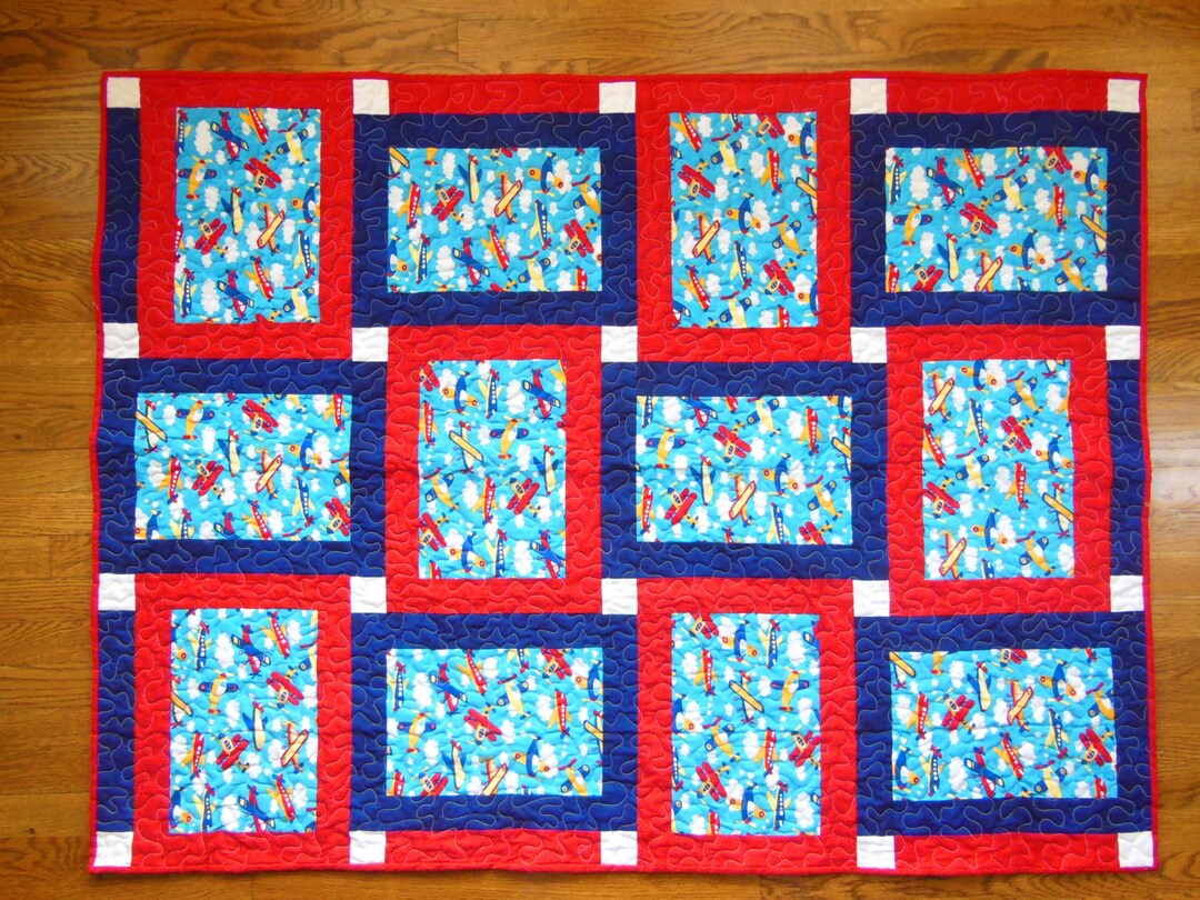 Airplane Baby Quilt | Airplane Nursery | Baby Boy Bedding | Boy Nursery ...