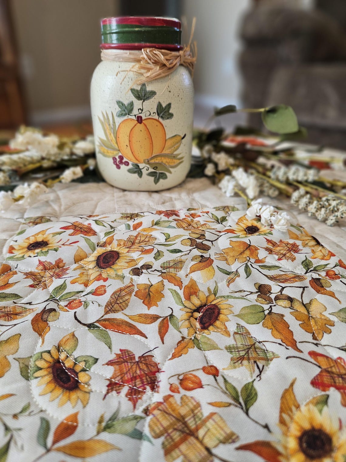 Fall Table Topper | Fall Mini Quilt | Autumn Table Topper | Sunflower ...
