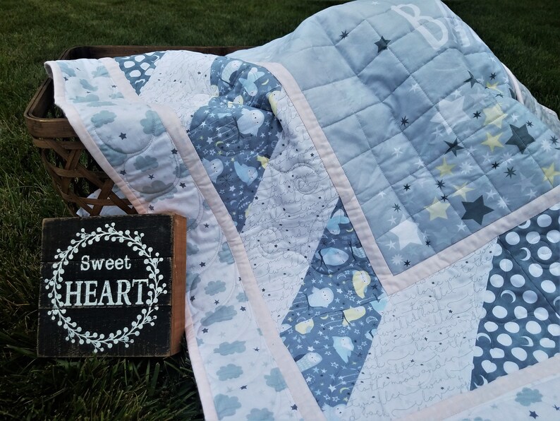 Love You to the Moon Baby Quilt Love You Bedding Love You Decor Love ...