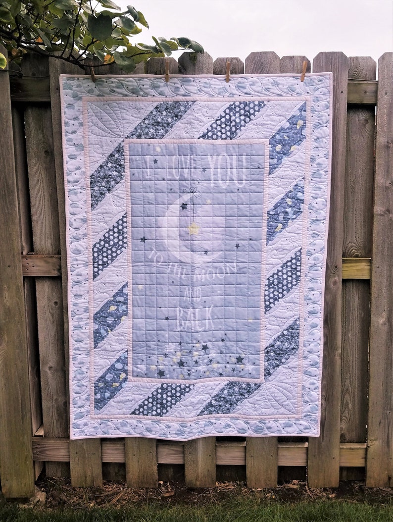 Love You to the Moon Baby Quilt Love You Bedding Love You Decor Love ...