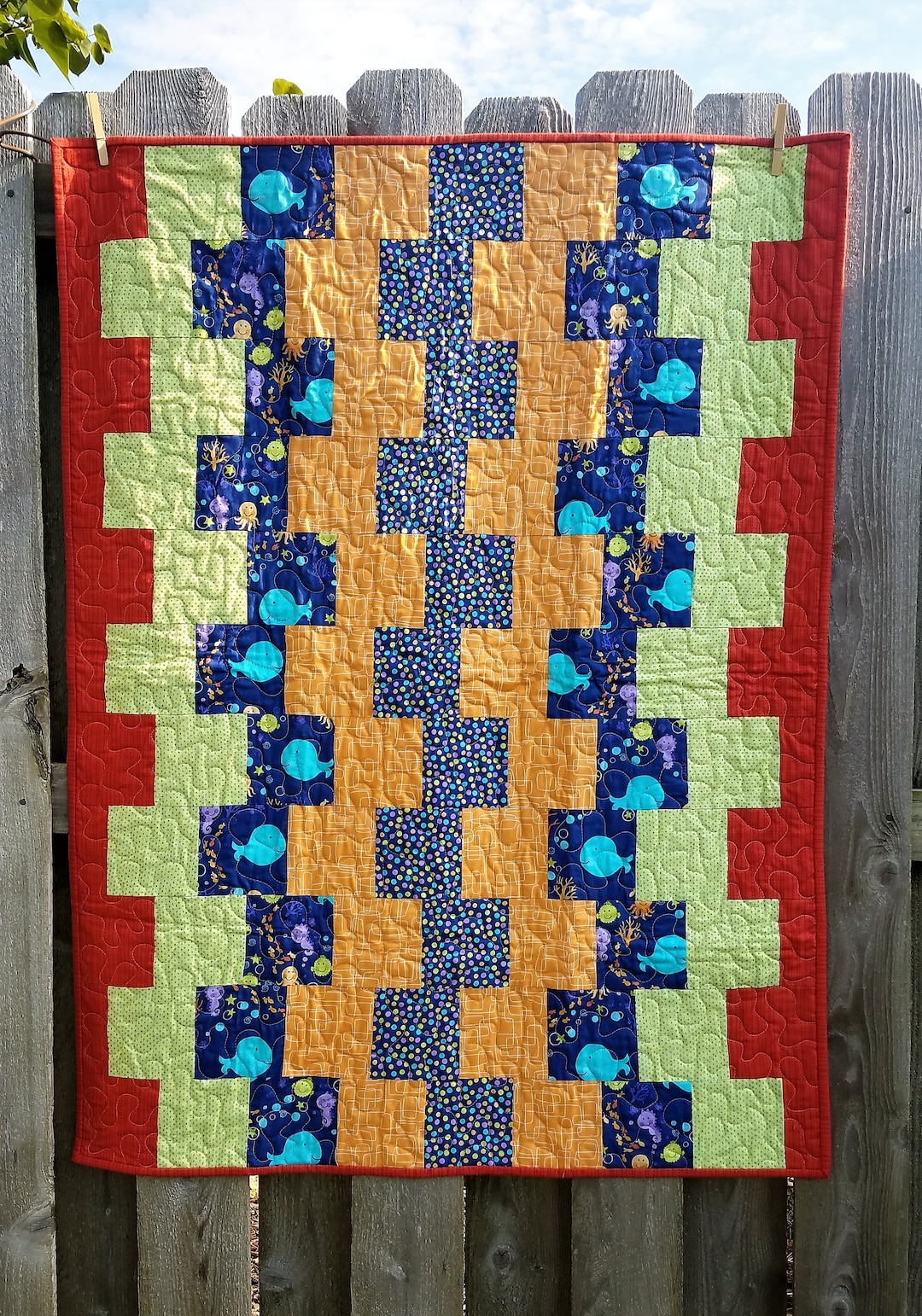 Baby Boy Fish Quilt | Boy Fish Bedding | Boy Fish Nursery | Blue ...