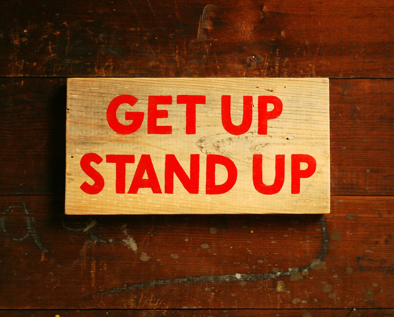 Get up Stand up Hand Painted Wooden Sign Hand Lettered Sign - Etsy